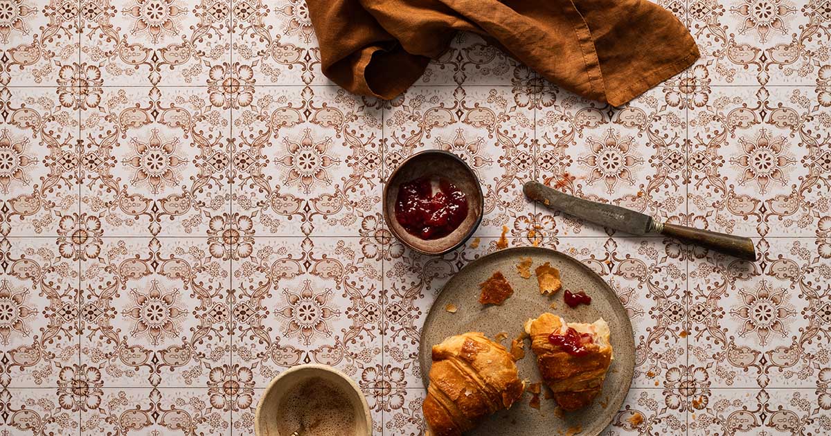 Tile vinyl backdrop in retro style for photography and stop motion